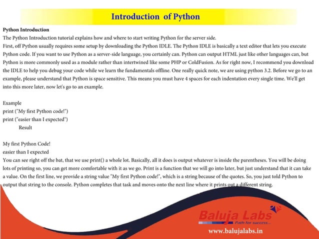 Python Programming Course in janak puri, New Delhi | PPT