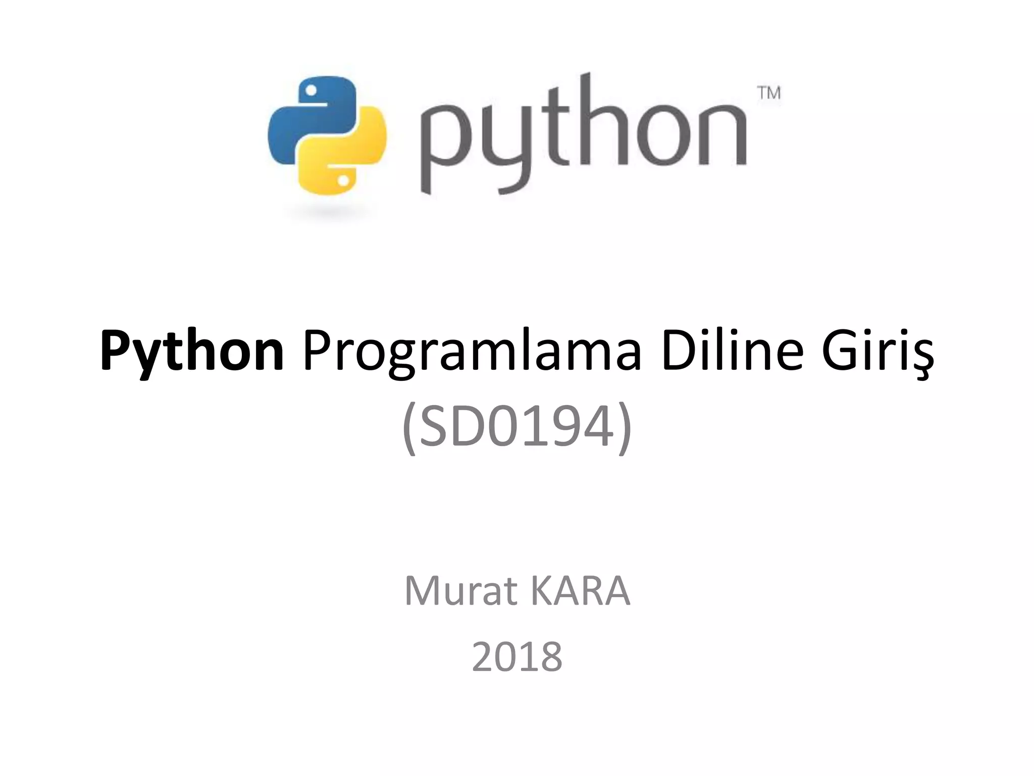 Python Programlama Diline Giriş - Güncelleme 2018 | PDF