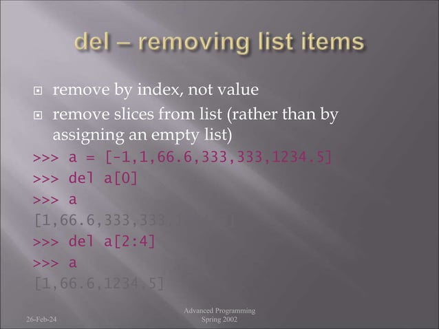 python presentation lists,strings,operation | PPT
