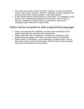 Tech Universe Python learning platform for bigeners | PDF