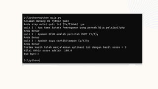 Belajar Berkenalan Python dasar part pertama | PPT
