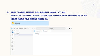 Belajar Berkenalan Python dasar part pertama | PPT