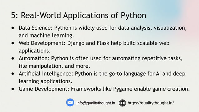 Introduction of Python, Software Training Institute | PPT
