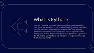 Python Basics and other uses of programming | PPTX