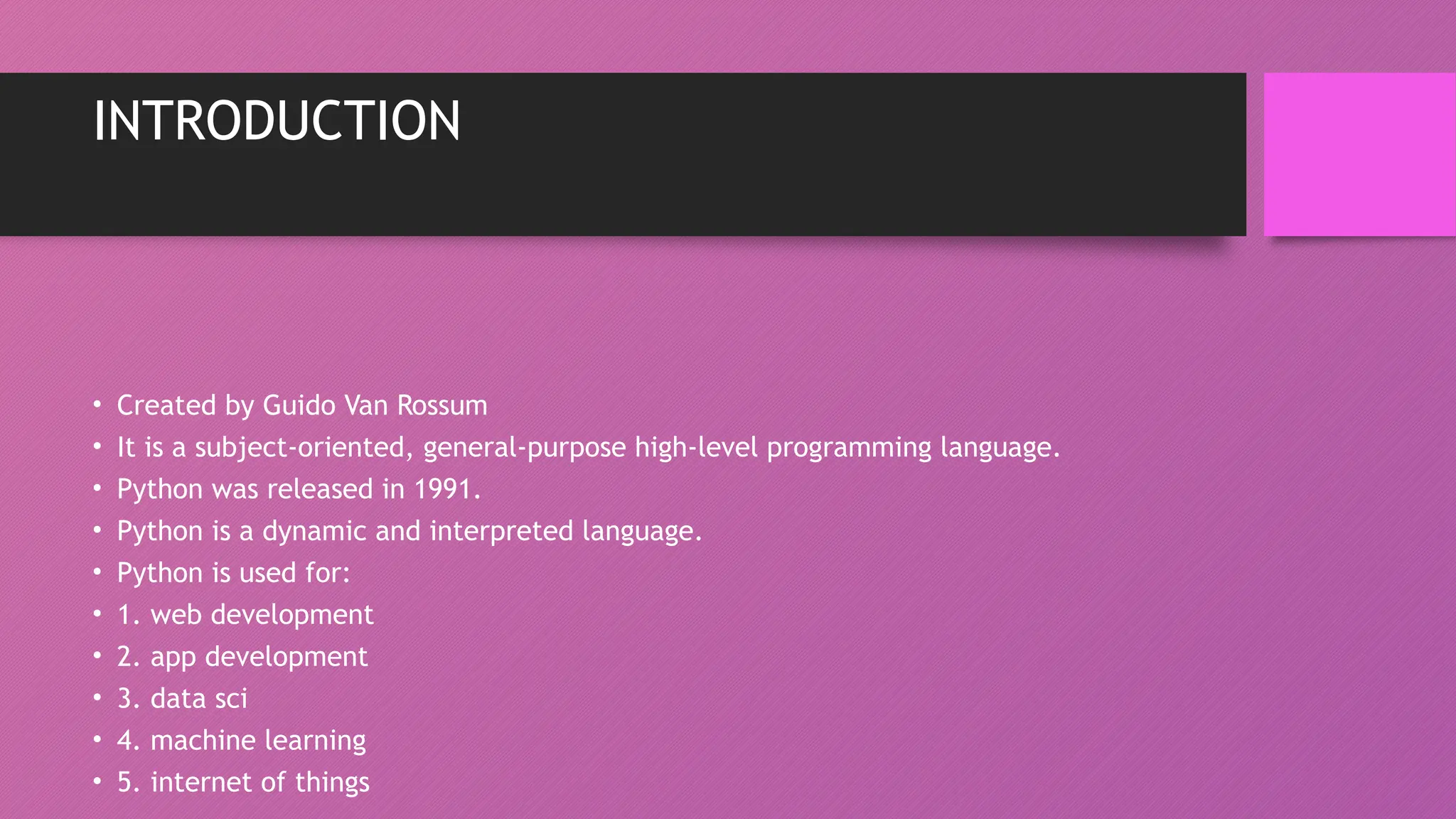 Introduction to python.pptx ............ | PPTX