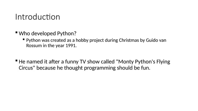 An introduction to Python programming language | PPTX