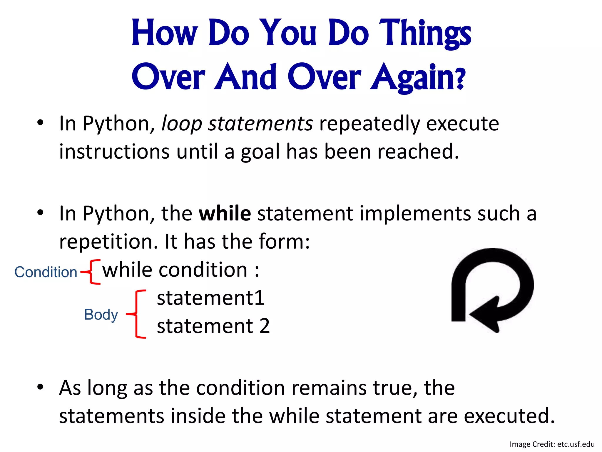 An Introduction To Python - WHILE Loop | PPTX