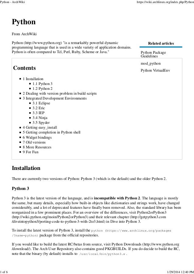 Python arch wiki