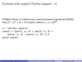 Python in programming competitions | PDF
