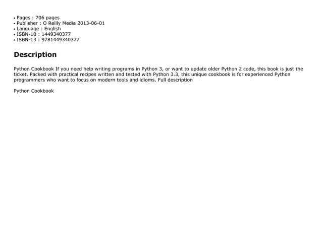 Python Cookbook | PPT