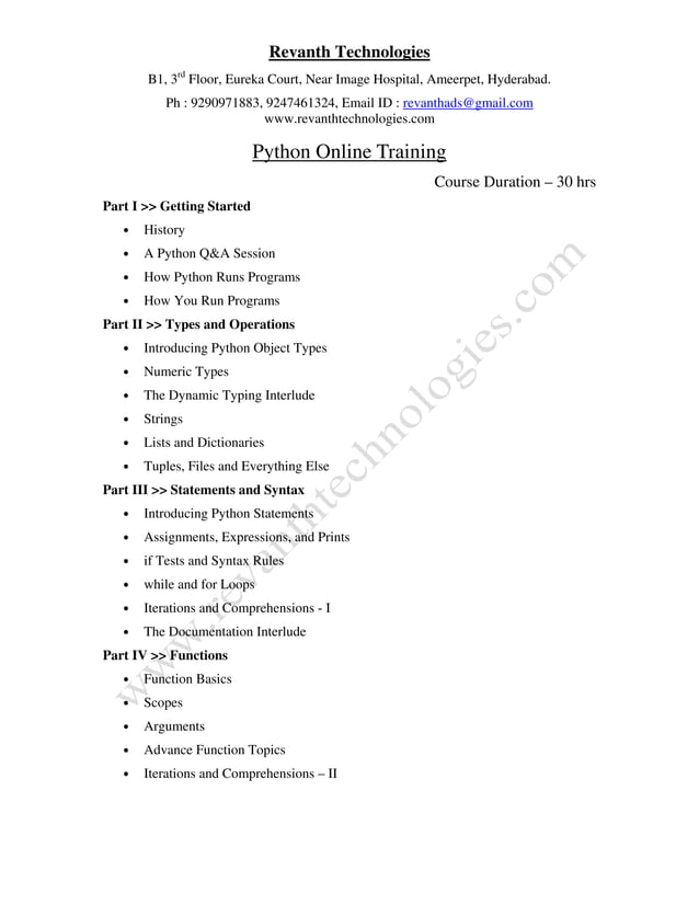 Python Online Training | PDF