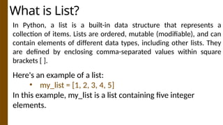 Python - List, Dictionaries, Tuples,Sets | PPT