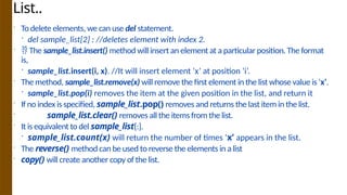 Python - List, Dictionaries, Tuples,Sets | PPT