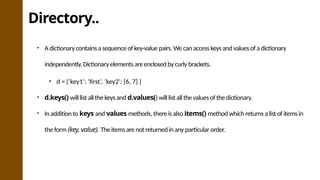 Python - List, Dictionaries, Tuples,Sets | PPT