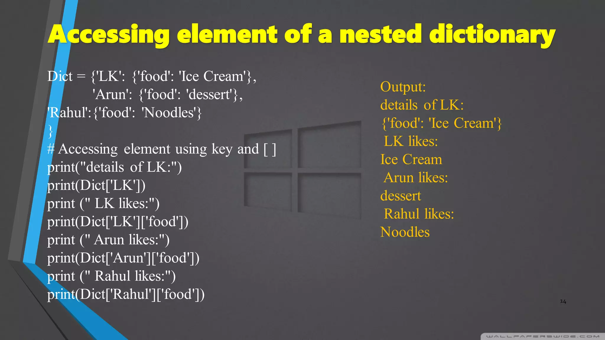 Python dictionaries | PPT