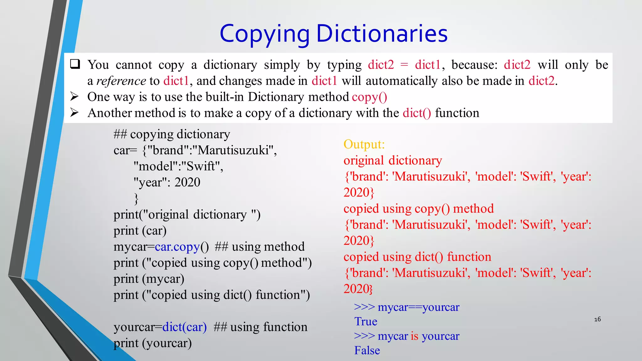 Python dictionaries | PPT