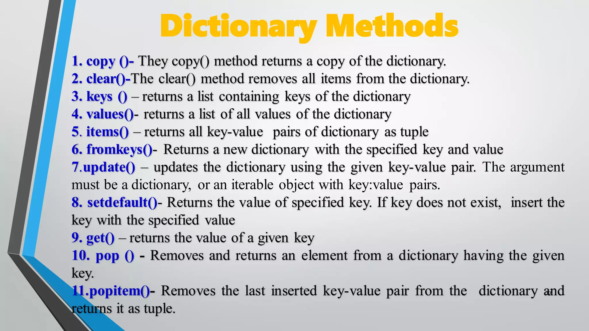 Python dictionaries | PPT