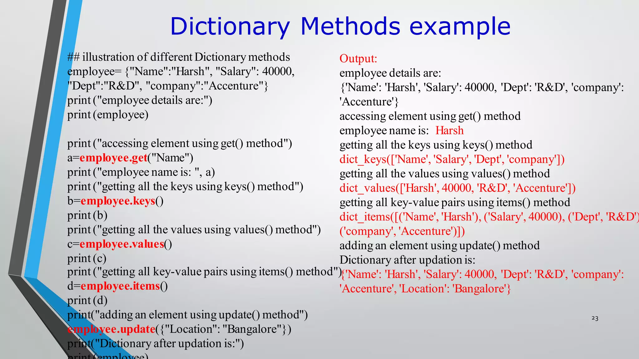 Python dictionaries | PPT