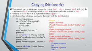 Python dictionaries | PPT