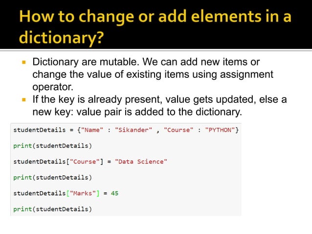 Python dictionary | PPT
