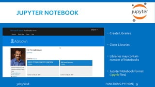 Python - Functions - Azure Jupyter Notebooks | PPT