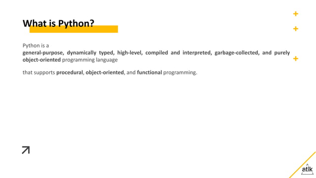 python introduction about features, used, frameworks and libraries | PPT
