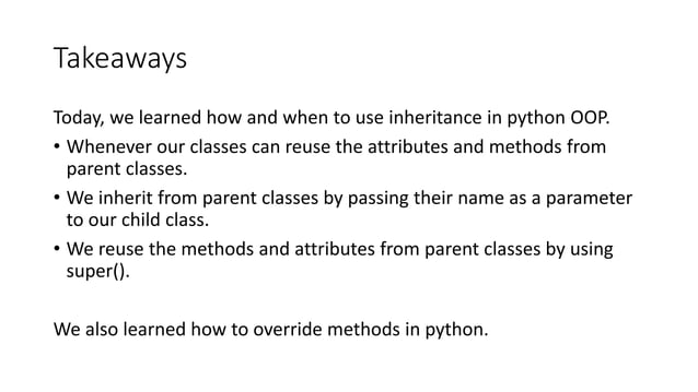 Python Oop Class 2 Inheritance Ppt