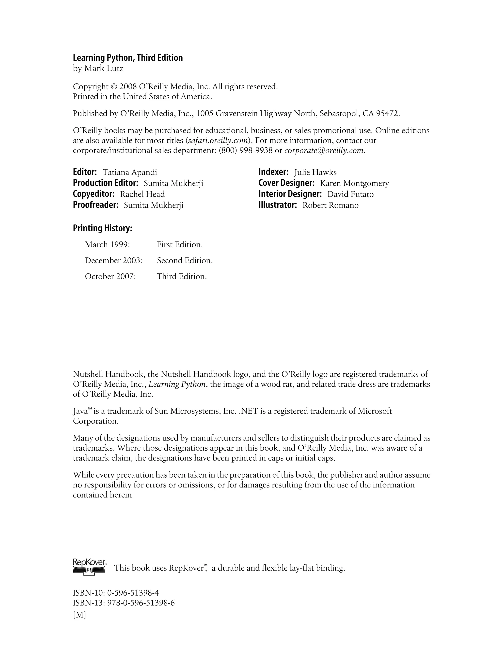 O Reilly Learning Python 3rd Edition | PDF