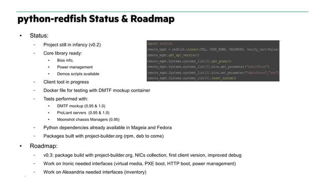 Redfish and python-redfish for Software Defined Infrastructure | PPT