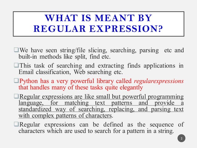 Python regular expressions | PPT