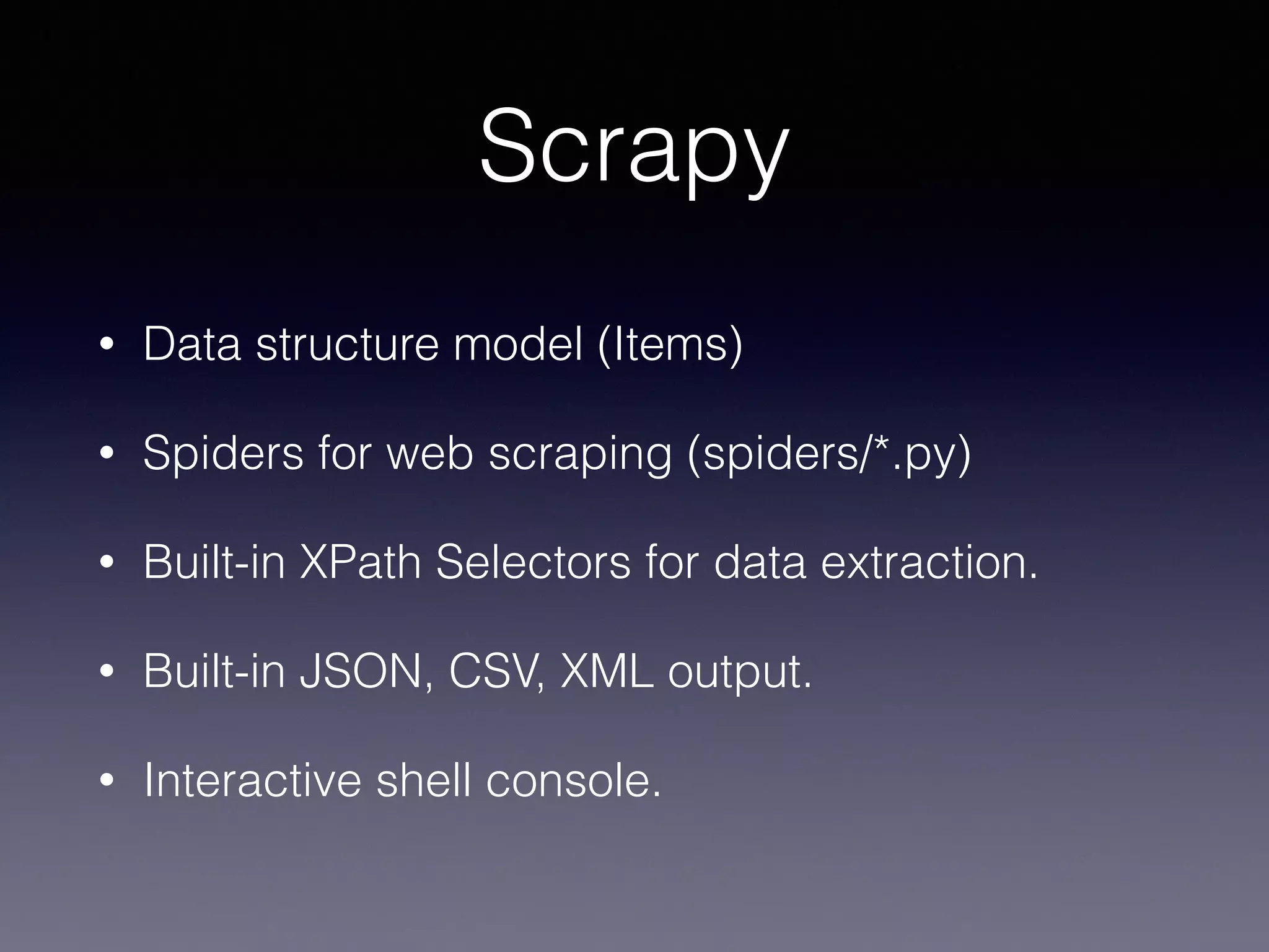 Python 爬網⾴工具 - Scrapy 介紹 | PPT