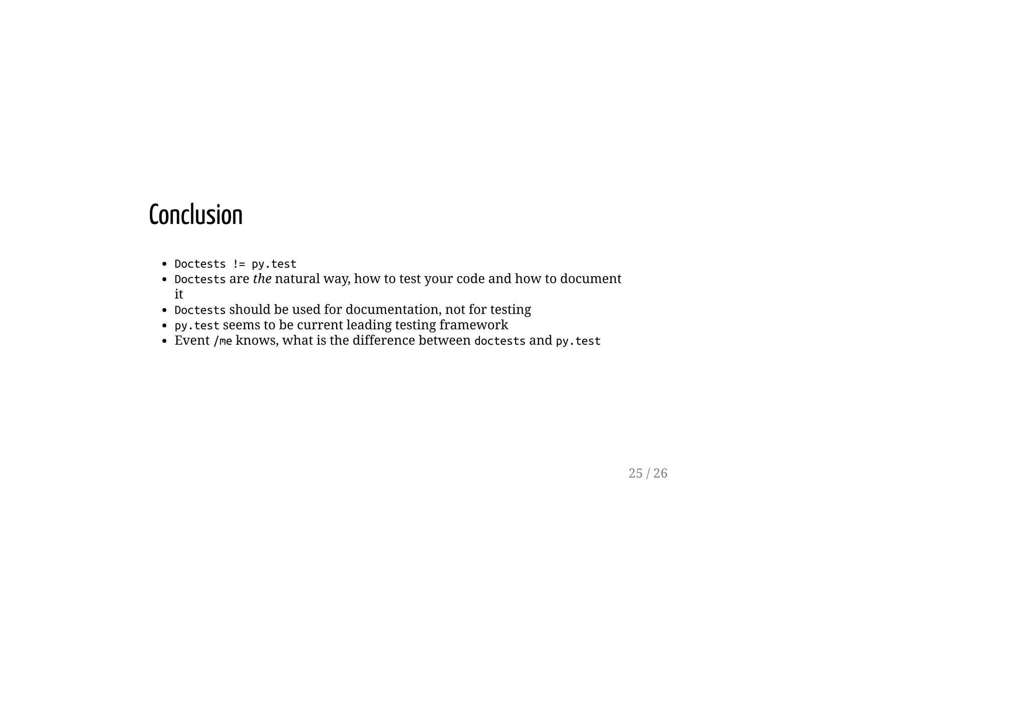 Python Testing Frameworks Overview Ppt