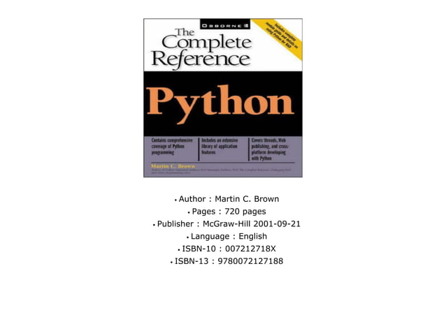 Python: The Complete Reference by Martin C. Brown | PDF