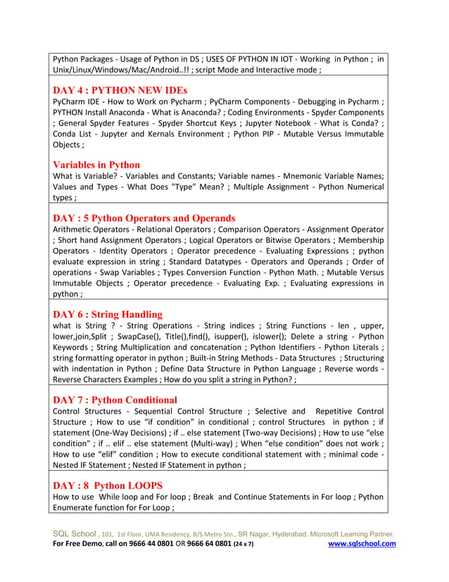 Python with Project at SQL School | PDF