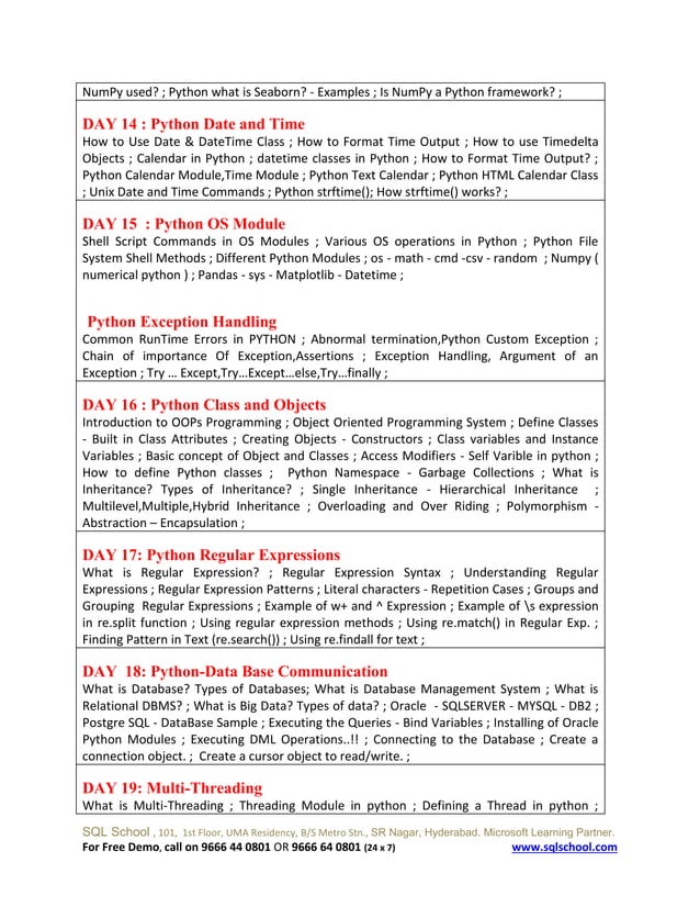 Python with Project at SQL School | PDF