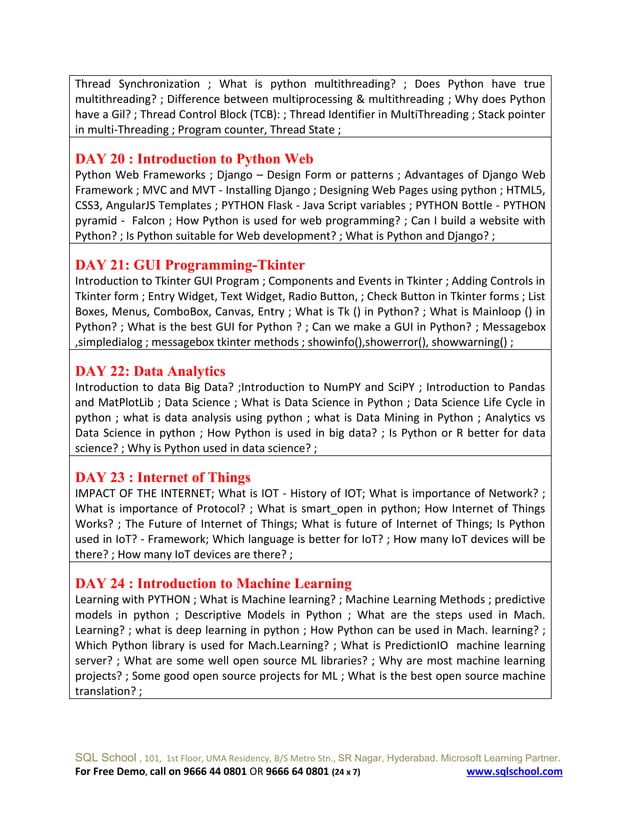 Python with Project at SQL School | PDF