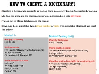 Python tuples and Dictionary | PDF