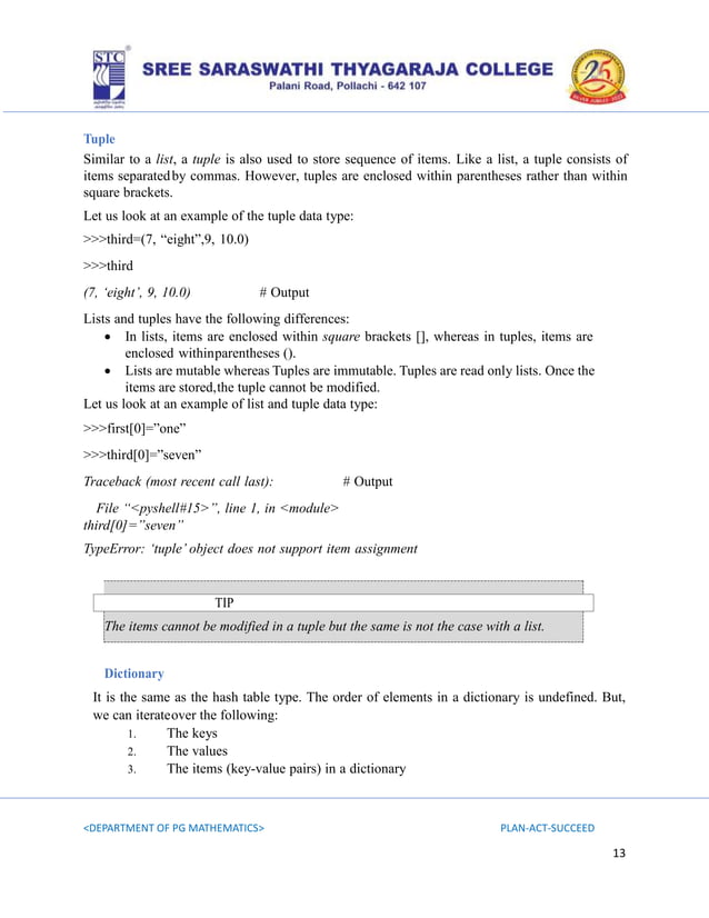 Python Unit I Notes For Python Learnerss Pdf