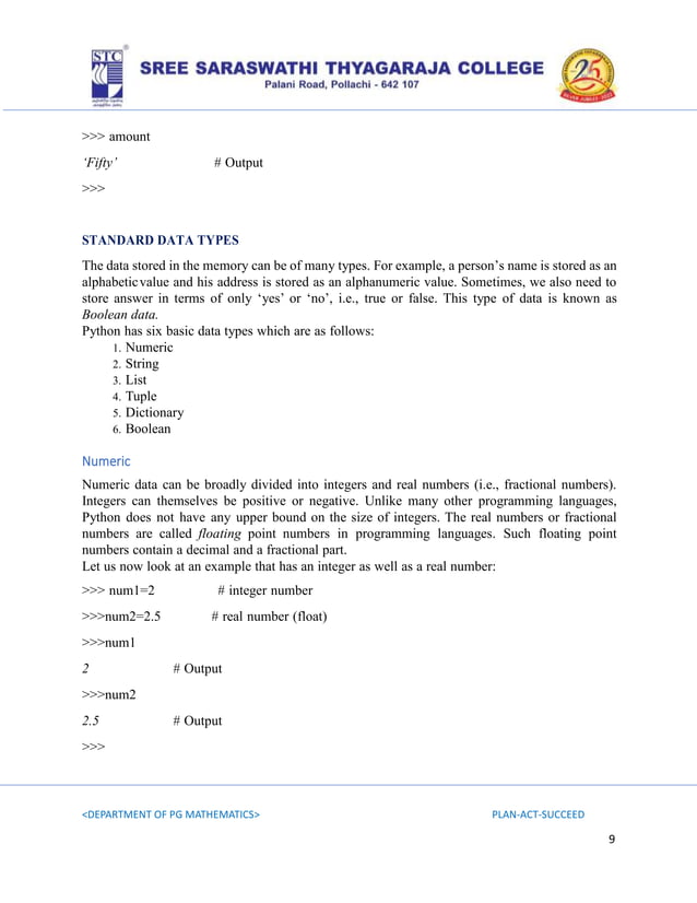 Python Unit I Notes For Python Learnerss Pdf