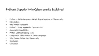 Python vs. Other Languages: Why It Reigns Supreme in Cybersecurity? | PPT