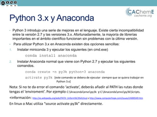 Instalar Python 2.7 y 3 en Windows (Anaconda) | PPTX