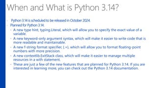 Python-Yesterday Today Tomorrow(What's new?) | PPTX