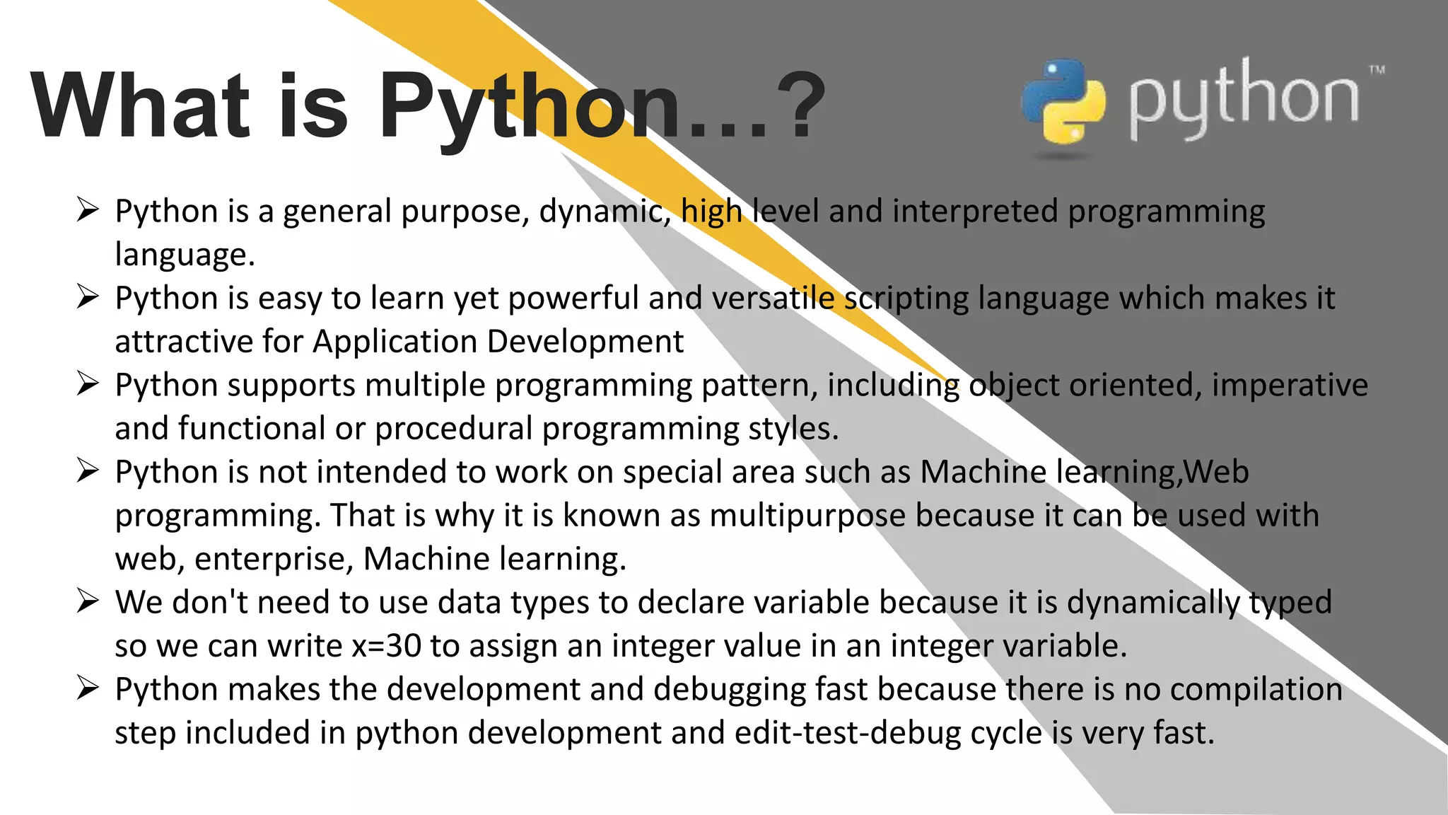 Introduction to python | PPTX
