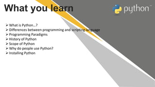 Introduction to python | PPTX