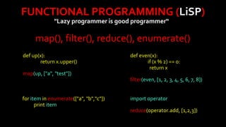 Python 101 language features and functional programming | PPT