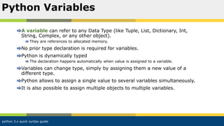 Python 3.x quick syntax guide | PPT