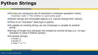 Python 3.x quick syntax guide | PPT
