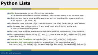 Python 3.x quick syntax guide | PPT