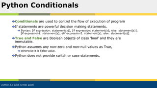 Python 3.x quick syntax guide | PPT