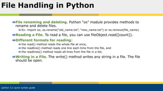 Python 3.x quick syntax guide | PPT